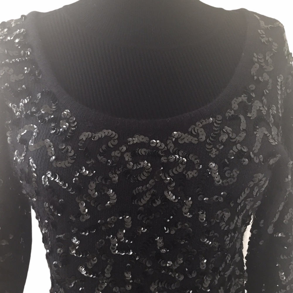 Vintage Samantha Starr Angora Black Sequin Sweater - Gem
